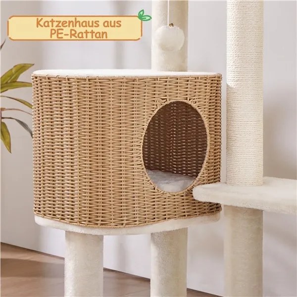 Škrabadlo pro kočky Yaheetech – béžová, 49 cm (délka) × 41 cm (šířka) × 91 cm (výška), 91 cm (256998930995)