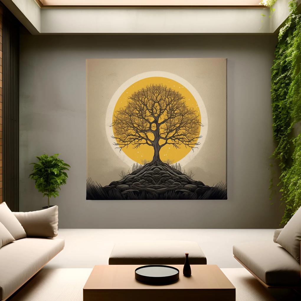 Obraz na plátně - Strom života vycházející slunce FeelHappy.cz Velikost obrazu: 80 x 80 cm