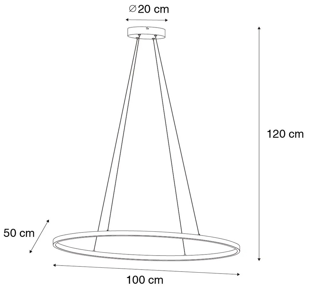 Designové závěsné svítidlo černé oválné vč. LED 3-stupňové stmívatelné - Ovallo