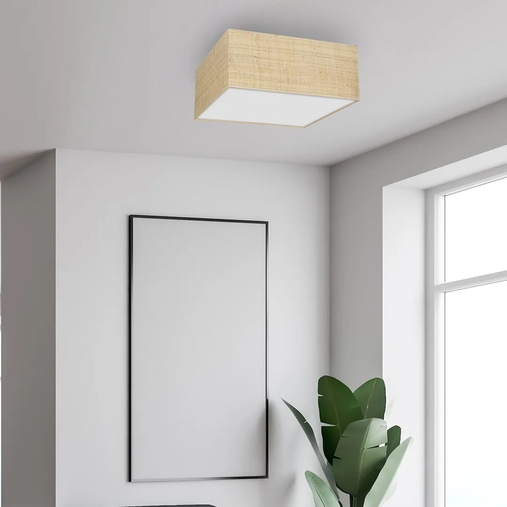 Stropní svítidlo Marshall Square, 1x ratanové stínítko, (bílé plexisklo), (50 cm)