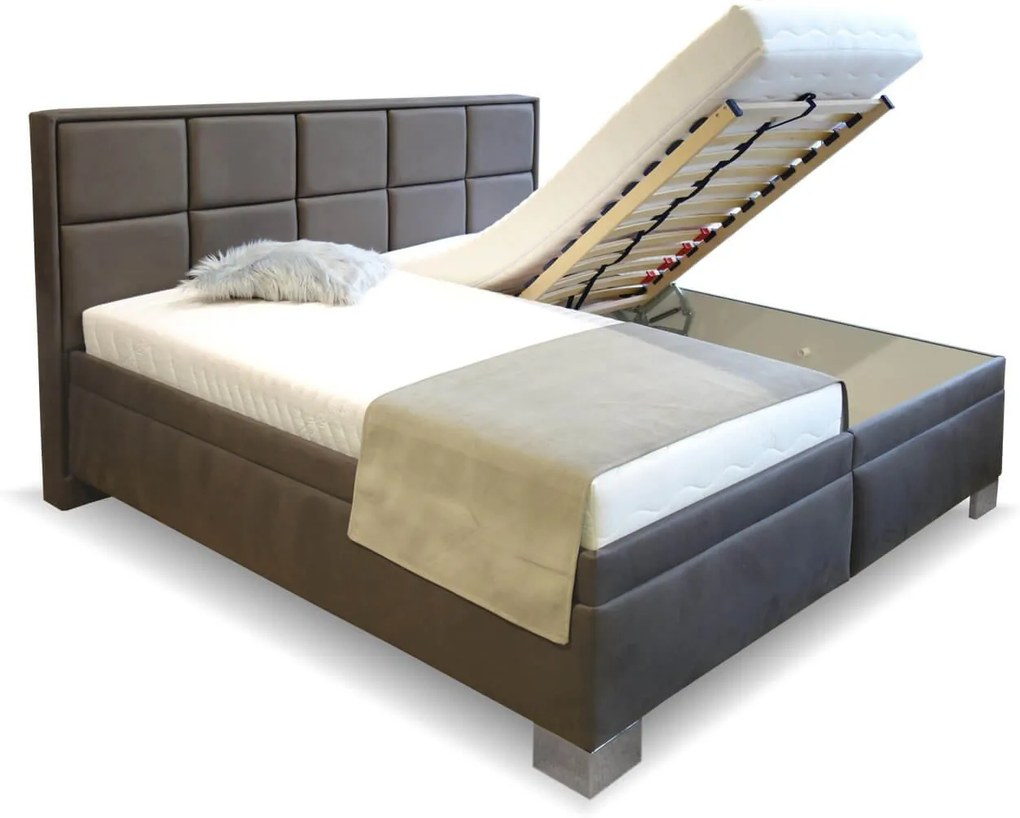 Čalouněná postel s úložným prostorem Laura vario, čelní výklop