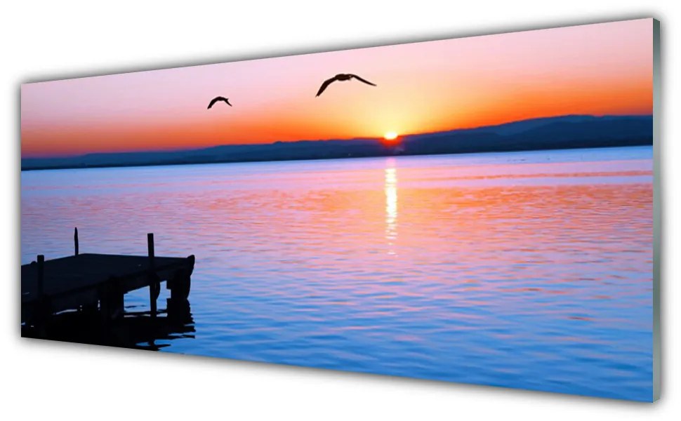 akrylový obraz Moře Molo Slunce Krajina 125x50 cm