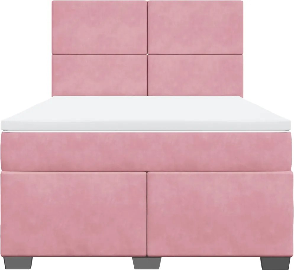 Box spring postel s matrací růžová 140x200 cm samet 3293229