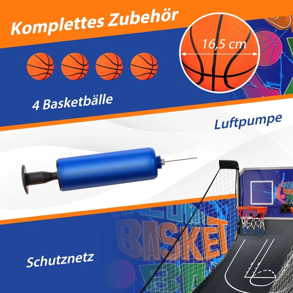 Costway Basketbalový stroj Skládací basketbalová arkádová hra s 2 modrými koši