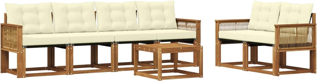 Venkovní pohovková souprava 7 ks Přirozená a Krémová 3381794
