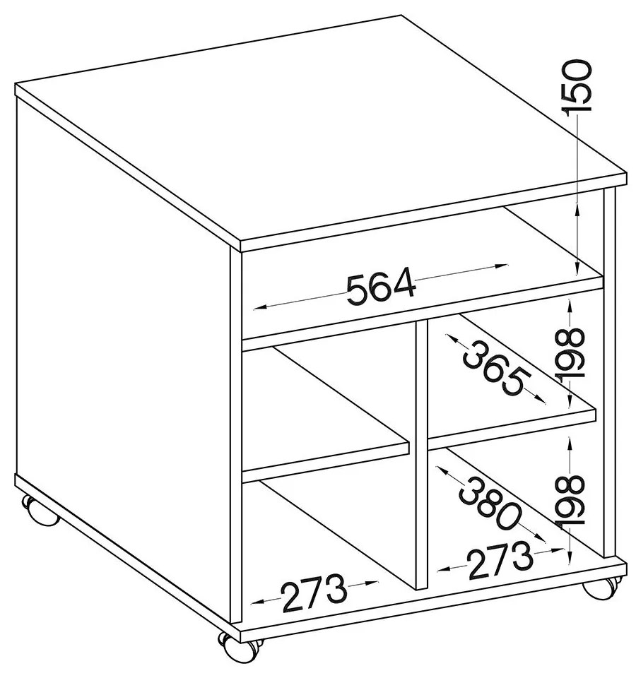 MELTA | komoda na kolečkách AR230 | 60,2 cm | UNI provedení | artisan