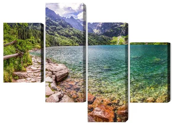 Vícedílný obraz 3D Pohled Na Jezero V Tatrách Nedostatek Nedostatek Přírodní plátno 240x150