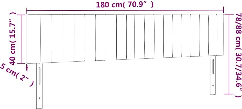 Čelo postele s LED tmavě modré 180x5x78/88 cm samet 3121914