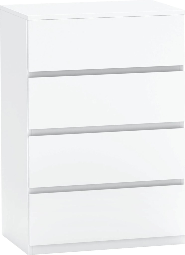 HOMCOM Komoda s 4 Zásuvkami - Moderní Úložný Kabinet pro Obývací Pokoj, Ložnici, Chodbu, Bílá, 55 x 33 x 80 cm | Aosom