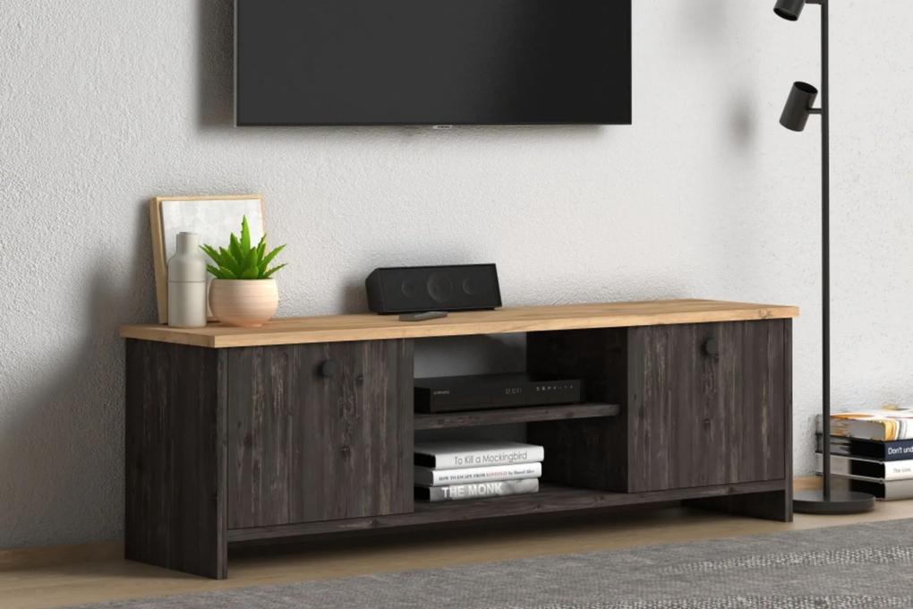 TV stolek v dekoru černá-borovice Cube