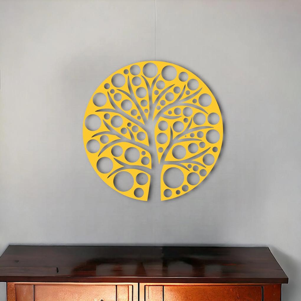 Strom života 14 - kovový obraz na zeď Velikost: 100cm, Barva: Yellow