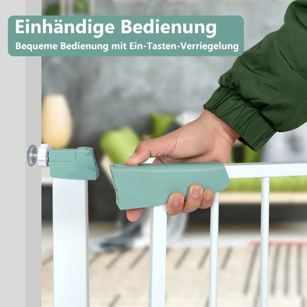 Costway Baby Door Gate 80-132 cm Kovová schodišťová brána Bez vrtání 80, bílý