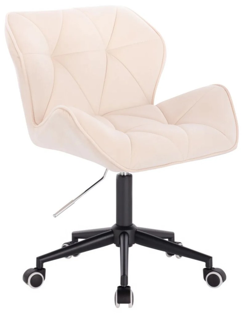LuxuryForm DESIGN Otočná židle MILANO VELUR na černé podstavě s kolečky - krémová