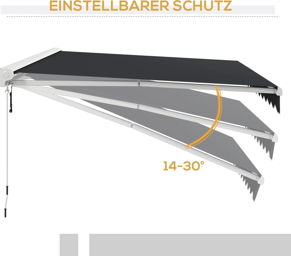 Markýza, elektricky/manuálně výsuvná, poloviční kazeta, dálkové ovládání, hliníkový rám, 4 x 3 m, šedá barva
