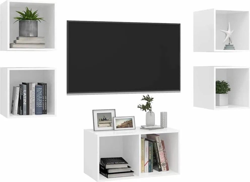 5dílný set TV skříněk bílý dřevotříska 3079601