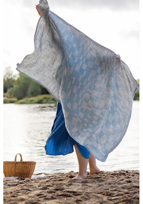 Lněný ručník Koodi, len-modrá rain