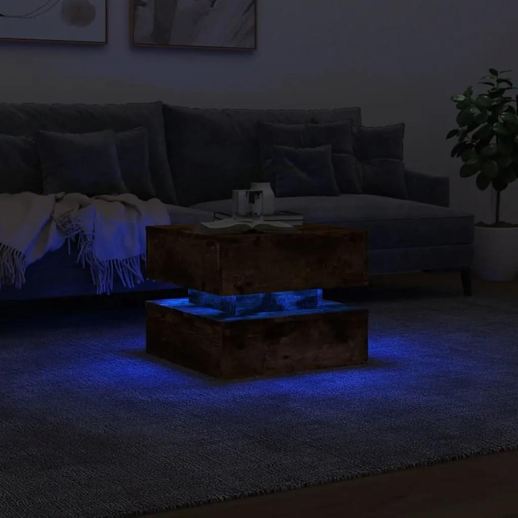 vidaXL Konferenční stolek s LED osvětlením 50 x 50 x 40 cm [839858] Barva: dub sonoma