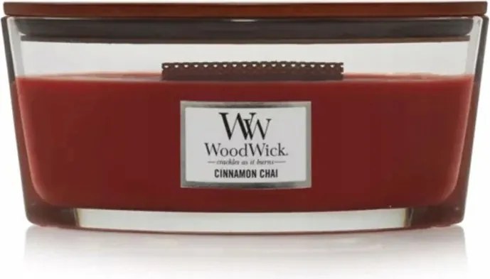 WoodWick vonná svíčka s dřevěným knotem Elipsa Cinnamon Chai 453,6 g