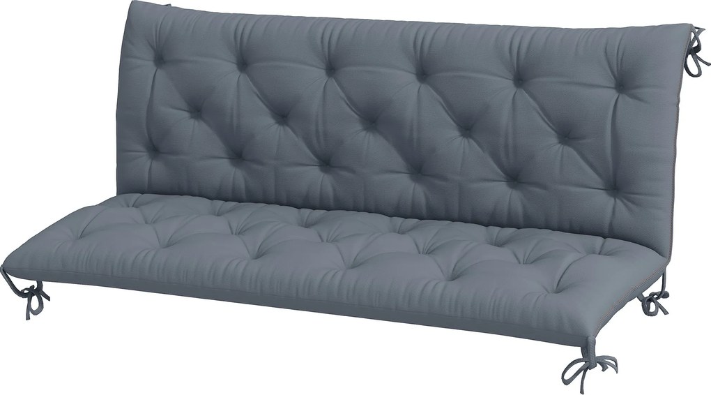 Outsunny Polstr na Lavici pro 3 Osoby 150 x 98 x 8 cm s Popruhy, Zádový Polstr pro Vnitřní/Venkovní Čalounění, Polstr na Zahradní Lavici, Zahradní Náb