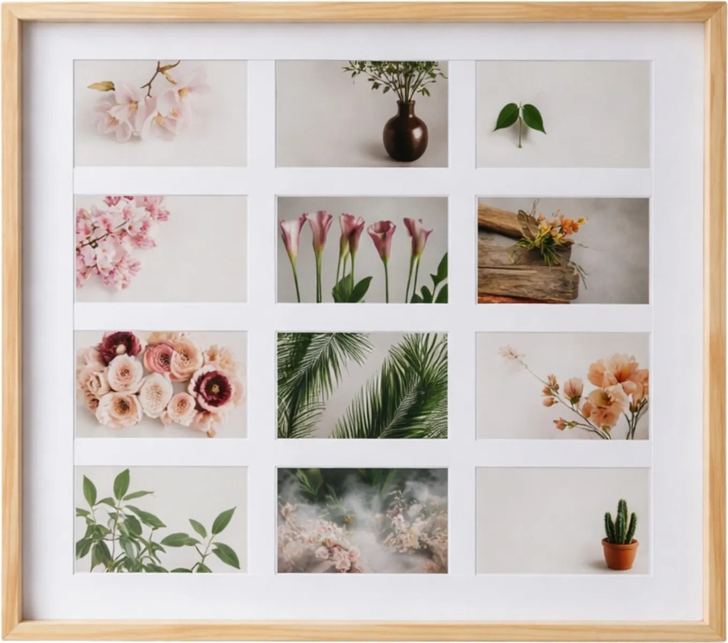 Dřevěný fotorámeček na 12 fotografií FORMIN, 59 x 54 cm