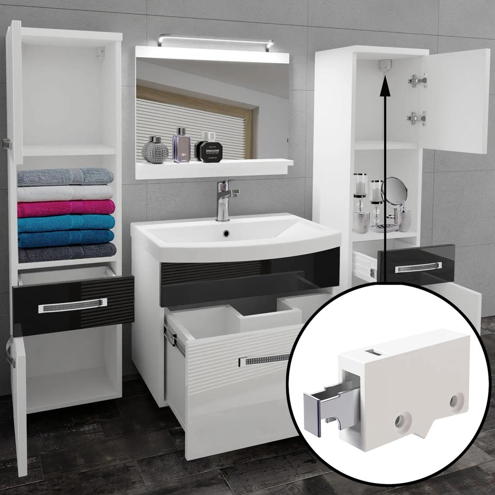 Koupelnový nábytek Belini Premium Full Version černý lesk / bílý lesk
+ umyvadlo + zrcadlo + LED osvětlení Glamour 48