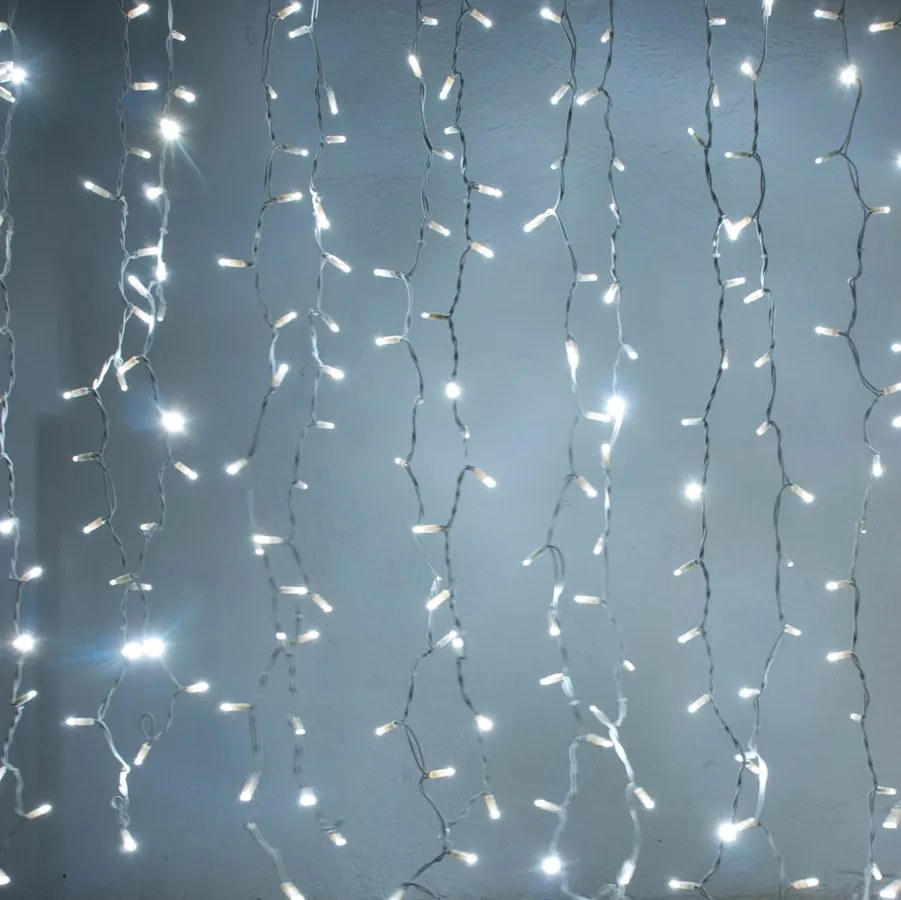 Hobby Line LED světelný závěs do okna, 200 × 200 cm, ledově bílá, 200 diod, čirý kabel, IP20 do interiéru