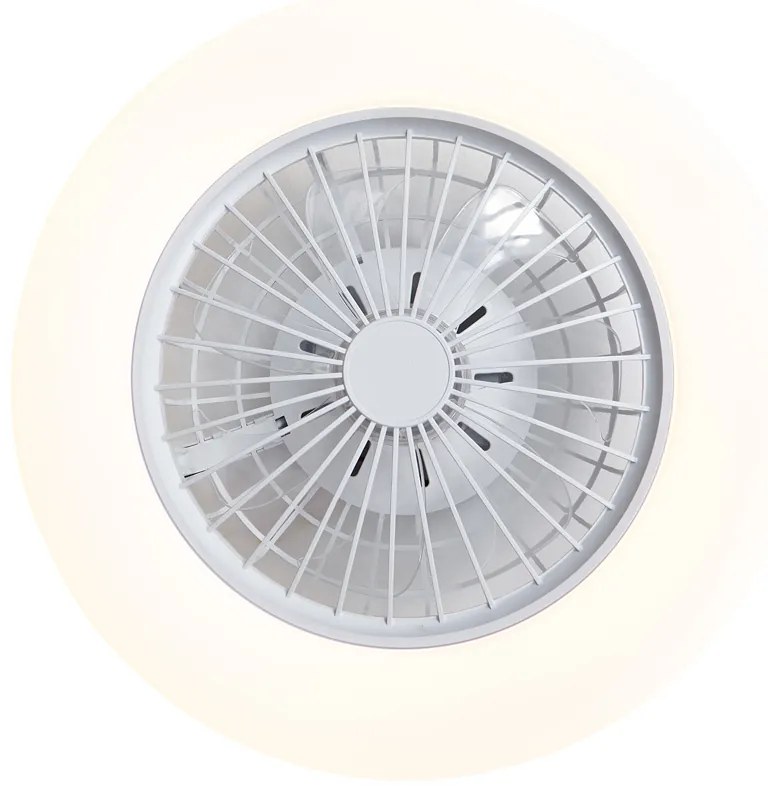 Stropní ventilátor bílý 48,5 cm vč. stmívatelné RGB LED s dálkovým ovládáním - Clemo
