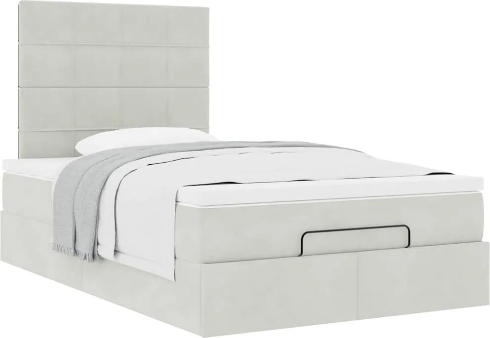 Osmanský rám postele s matracemi světle šedá 120x200cm samet 3313463