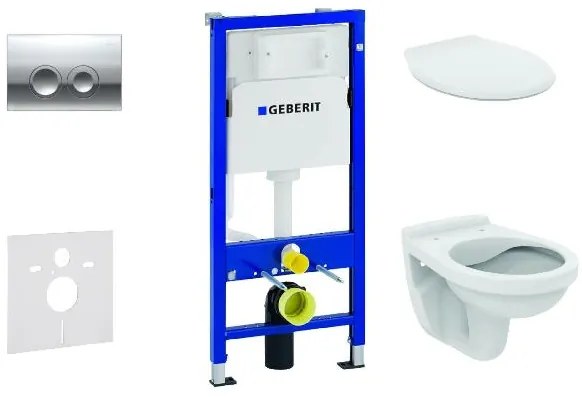 Geberit Duofix - Set předstěnové instalace, klozet Alpha se sedátkem, tlačítko Delta21, lesklý chrom 458.103.00.1 NR2