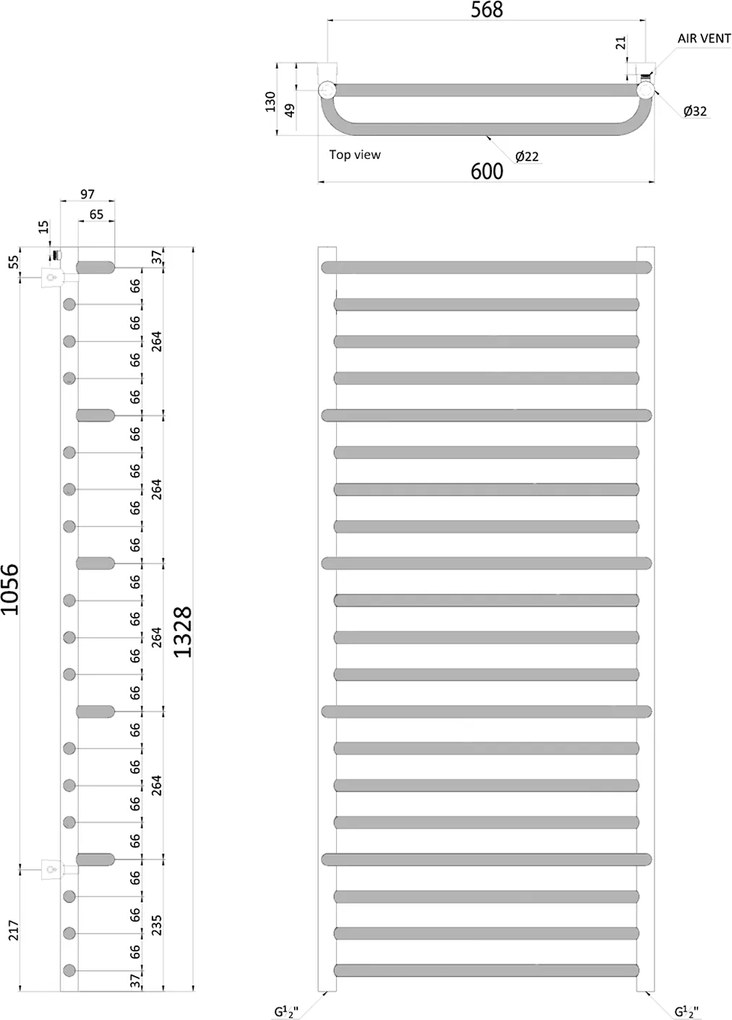 Sapho Manisa otopné těleso 600 x 1328 mm chrom IZ111