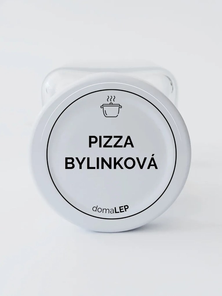 Samolepka na kořenky PIZZA BYLINKOVÁ průhledná 5 cm tučné písmo