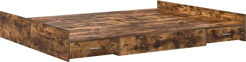 Rám postele s úložným prostorem s čelo Kouřový dub 135 x 190 cm 3335321