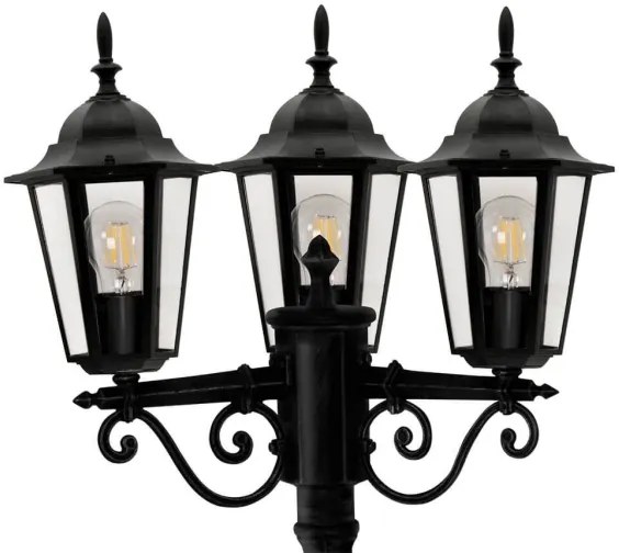 Venkovní lampa 3xE27/20W/230V IP43 2,58 m černá