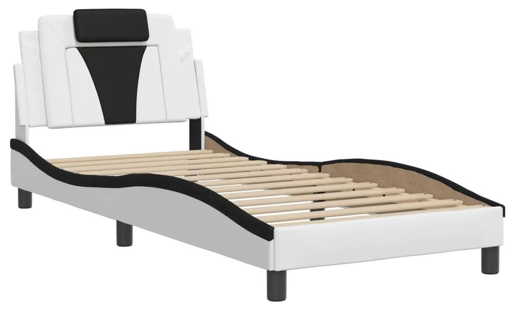 vidaXL Rám postele s čelem bílý a černý 90x190 cm umělá kůže