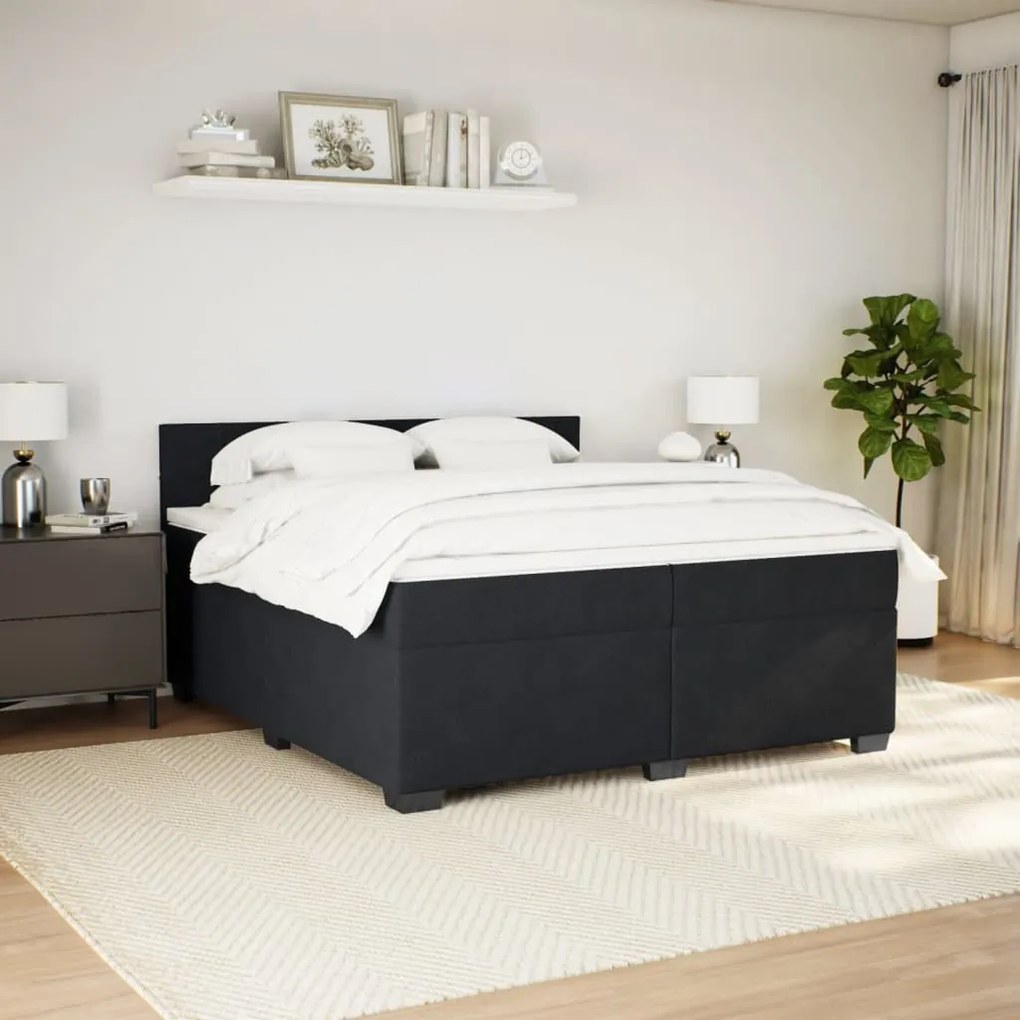 Box spring postel s matrací černá 200x200 cm samet 3288704