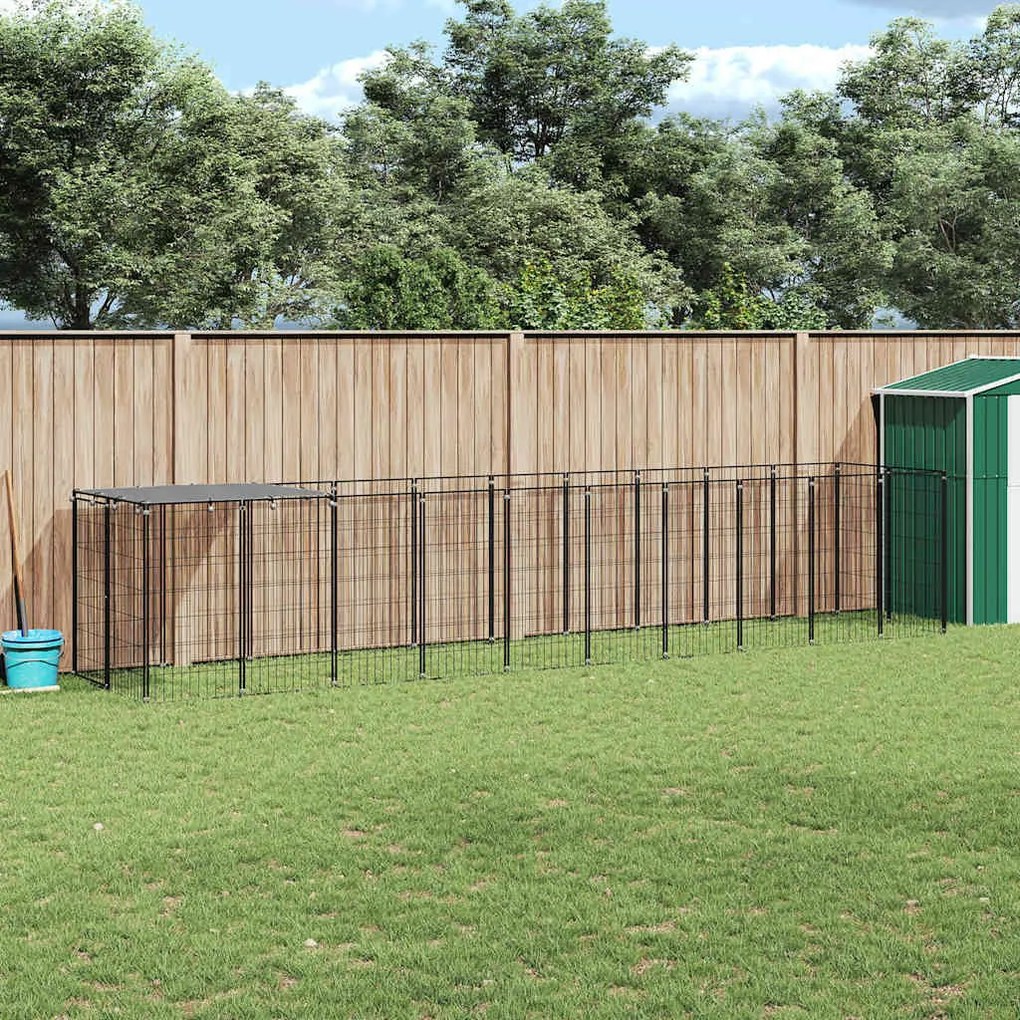 Psí kotec černý 6,05 m² ocel 3082201