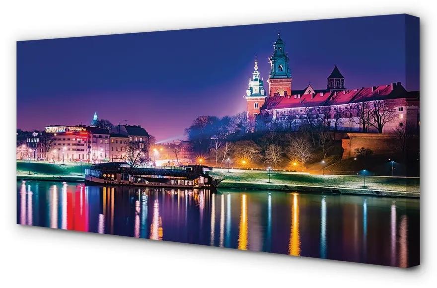 Obrazy na plátně Krakow City noc řeka 125x50 cm