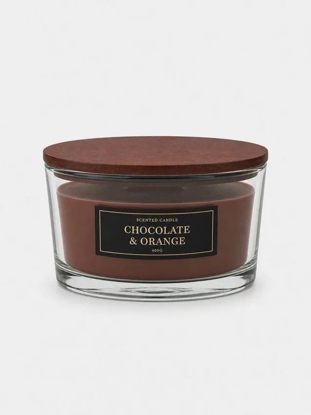 Sinsay - Vonná svíčka s dřevěným knotem Chocolate & Orange - hnědá