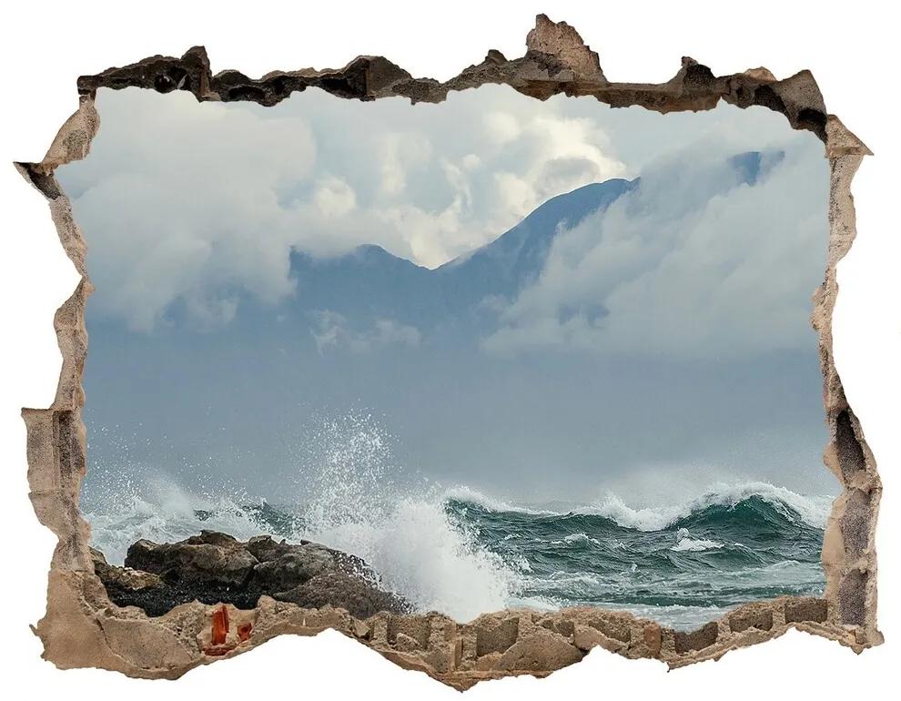 Wallmuralia Samolepící díra na stěnu Rozbouřené moře 95x64 cm