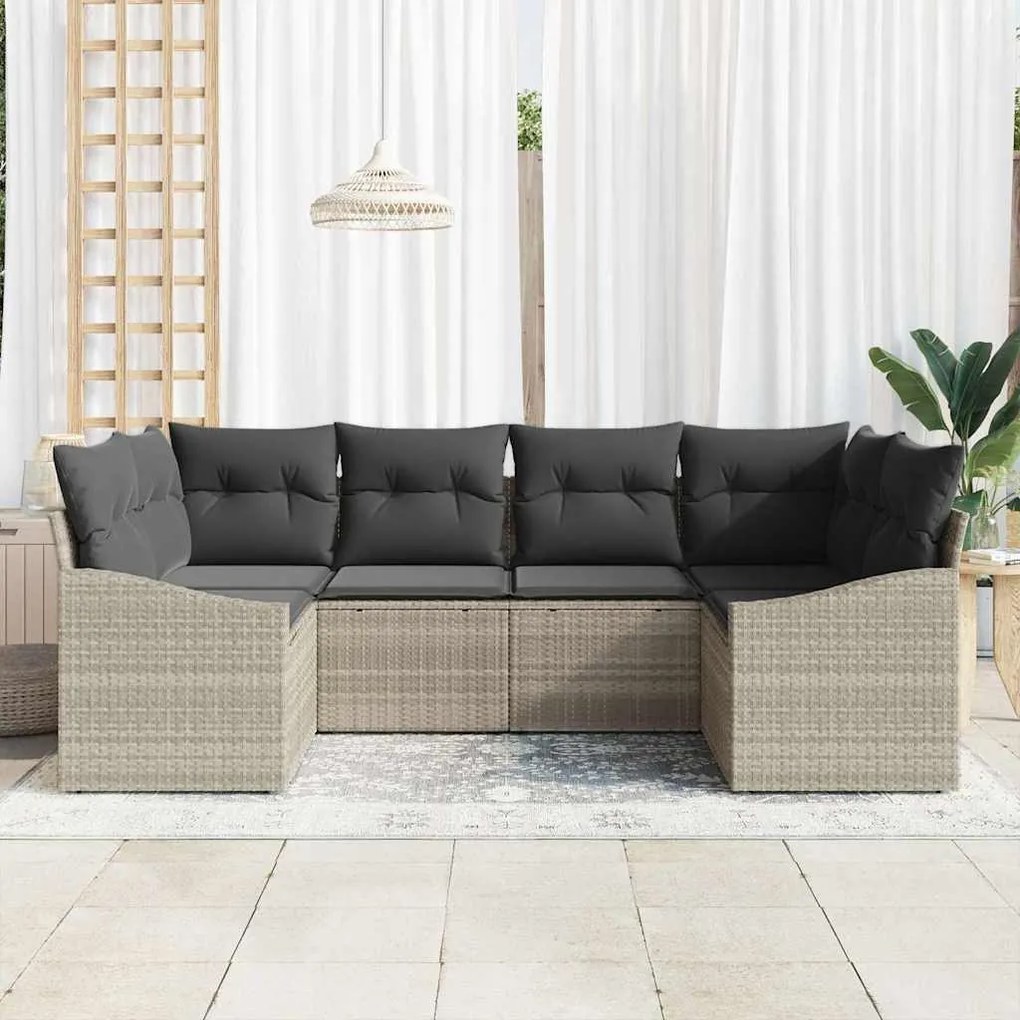 Set pohovek 6 ks Světle šedá polyratan 3346862
