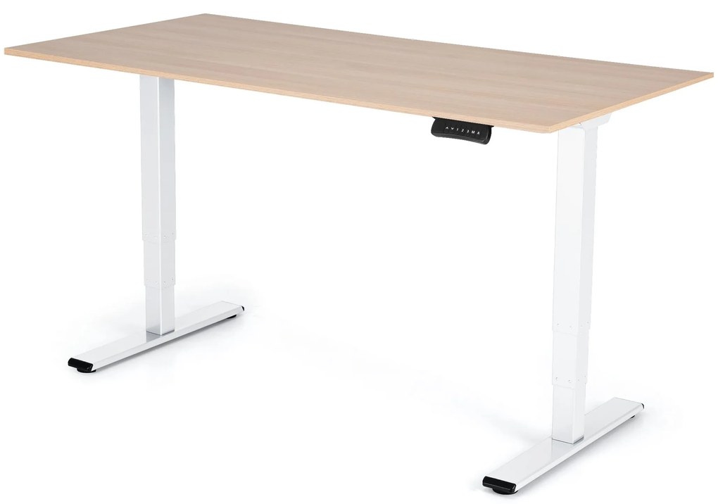 Výškově nastavitelný stůl Liftor 3segmentové nohy bílé,   deska 1600 x 800 x 18 mm dub sorano
