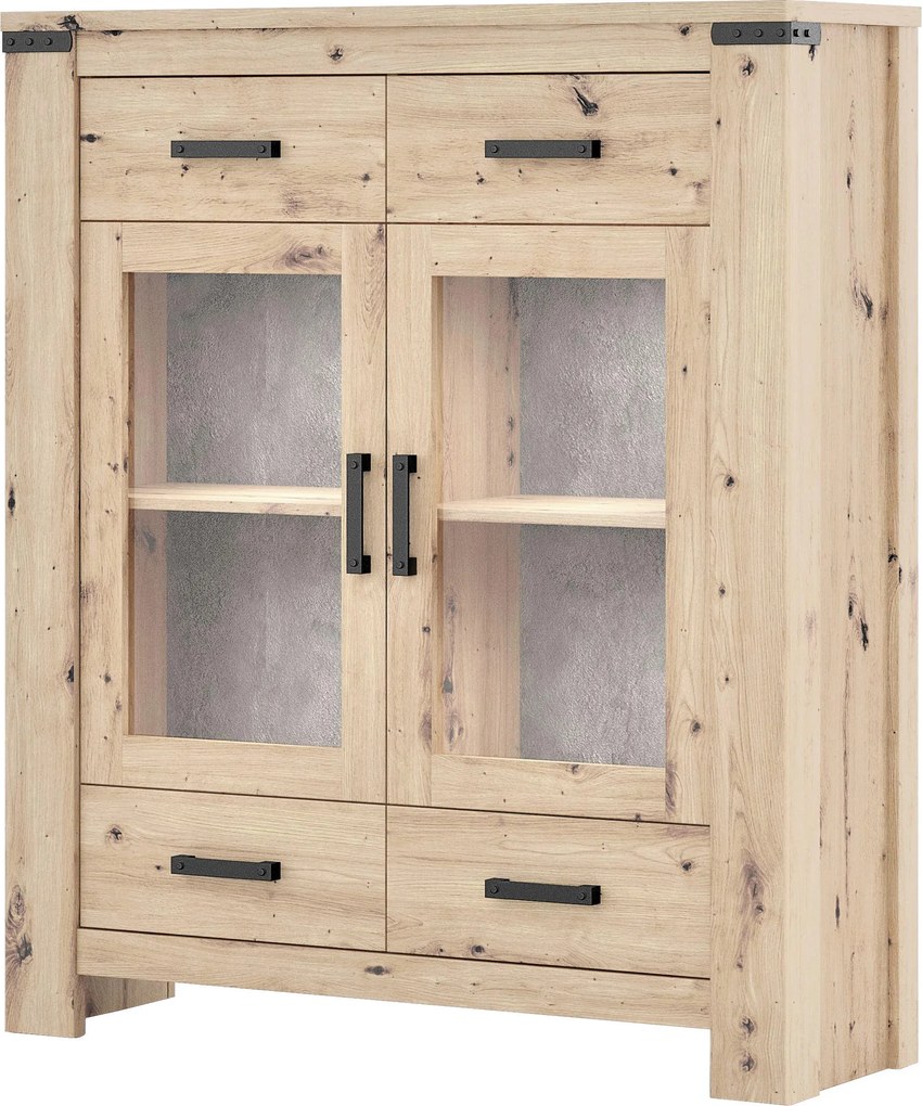 XXXLutz VYSOKÁ KOMODA, barvy břidlice, dub artisan, 125/146/40 cm Hom`in - Vysoké komody - 000552062303