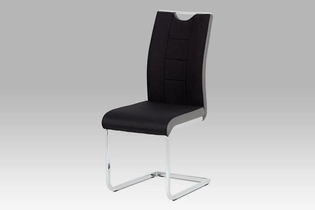 Artium Jídelní židle chrom / černá látka + šedá koženka - DCL-410 BK2