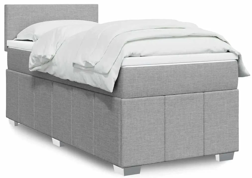 Box spring postel s matrací světle šedá 80 x 200 cm textil 3286888