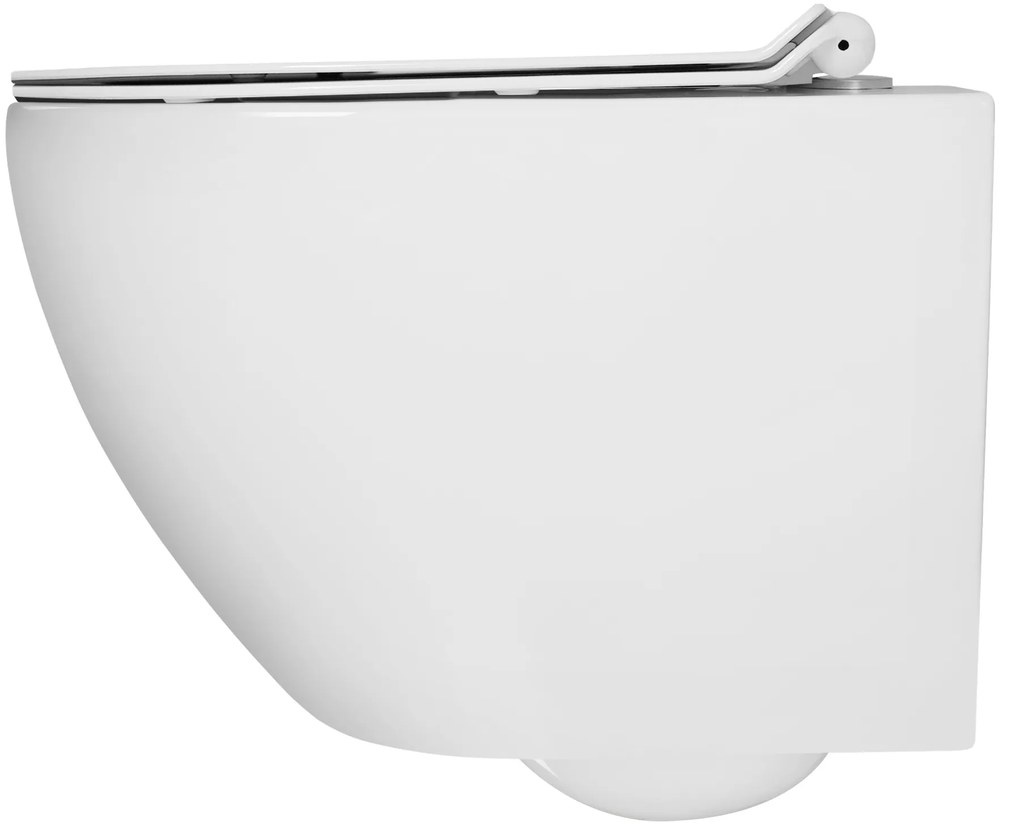 Gamma Mut, závěsná WC mísa 48x37 cm Rimless s pomalu padajícím sedadlem, bílá lesklá, GMA-MUT-203