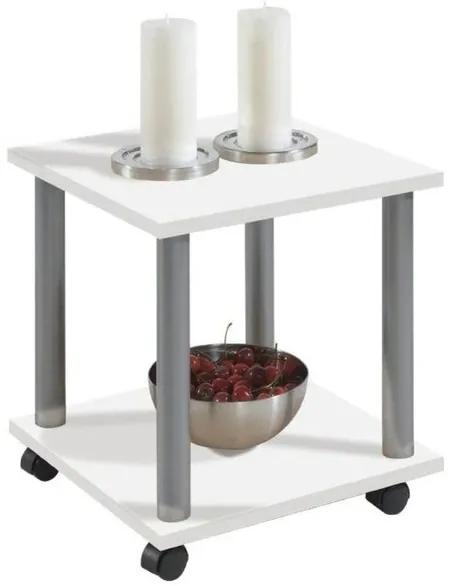 Sconto Přístavný stolek JANGO 11 bílá/kov