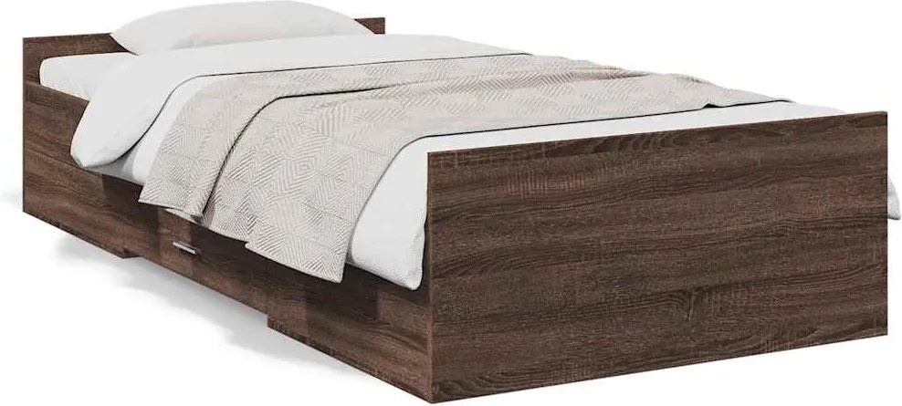 Rám postele se zásuvkami hnědý dub 75 x 190 cm kompozitní dřevo 3280355