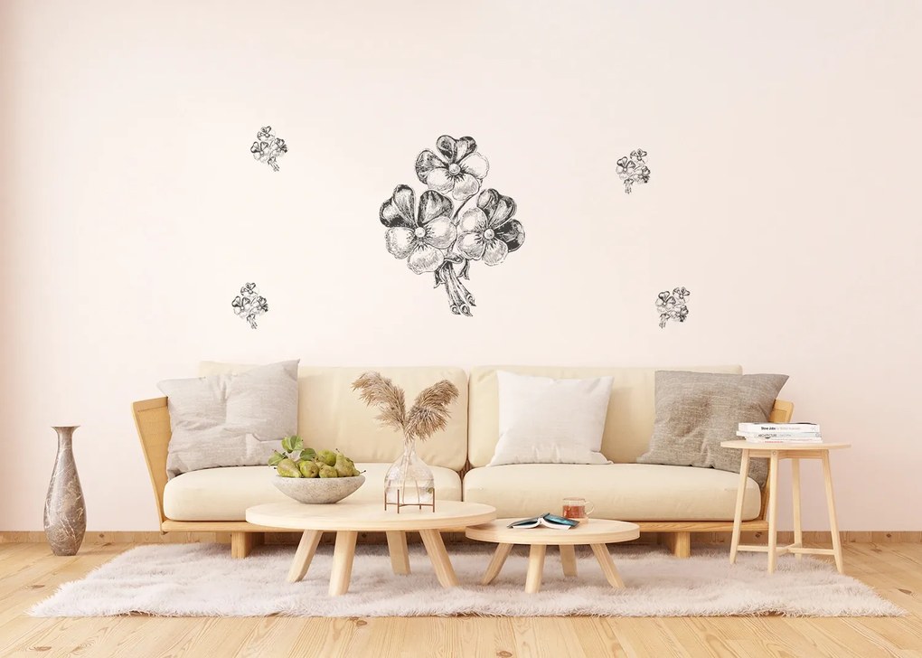 Samolepka na zeď Stříbrná Kytice | 65 x 85 cm | DF0458