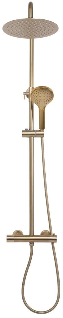 Sprchový set s termostatem Rea Vincent zlatý - termostatická baterie, dešťová a ruční sprcha