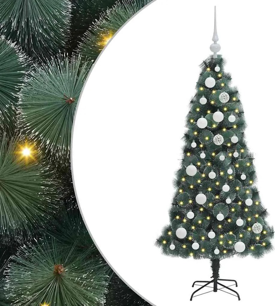 Umělý osvětlený vánoční stromeček s sadou koulí Zelená 120 cm 3396144